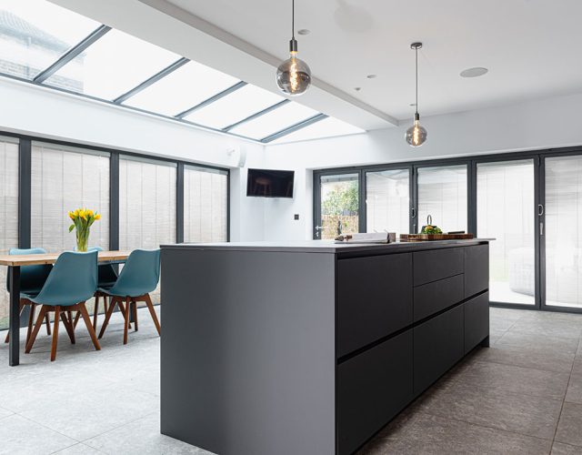 Modern Matt Graphite Kitchen With Timber Details | Ashley Jay Kitchens