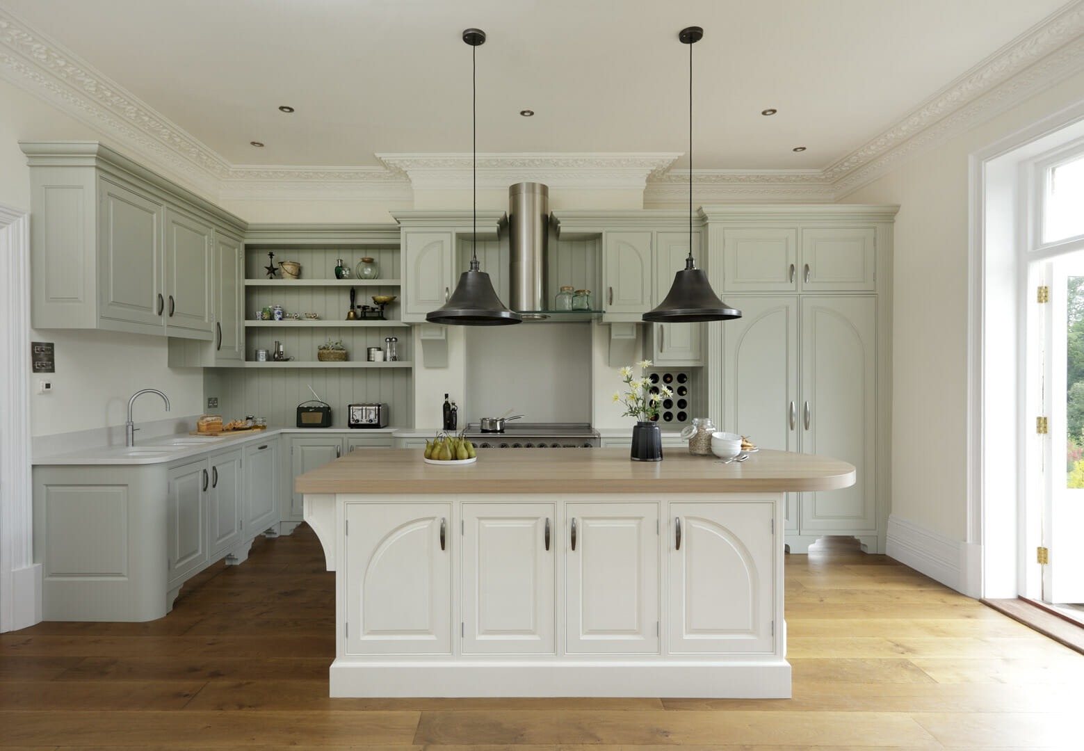 Bespoke Painted Kitchen With Curved Paneling | Ashley Jay Kitchens