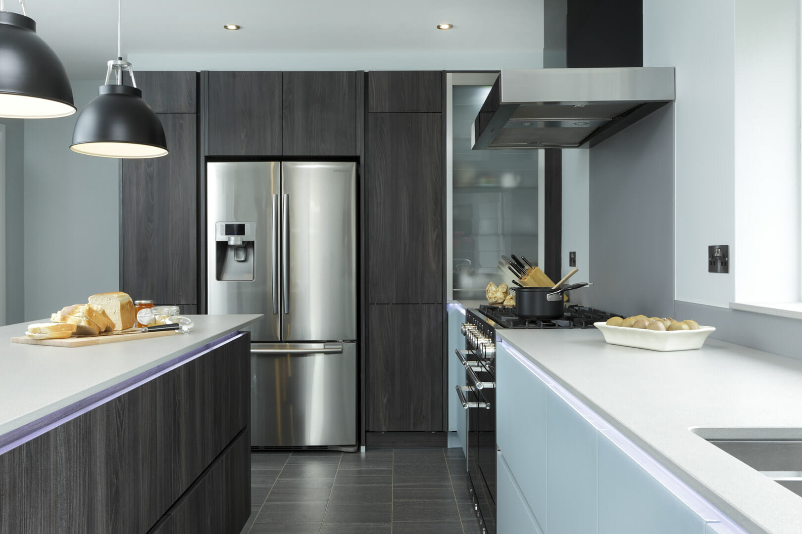 Contemporary Kitchen With an Aqua Finish | Ashley Jay Kitchens