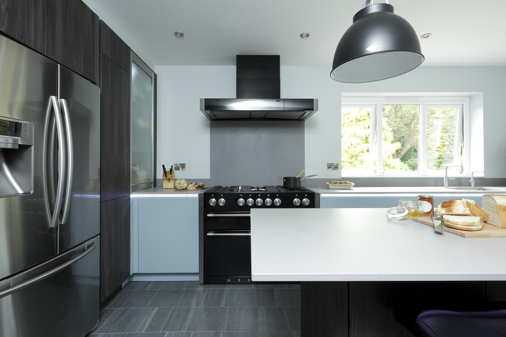 Contemporary Kitchen With an Aqua Finish | Ashley Jay Kitchens