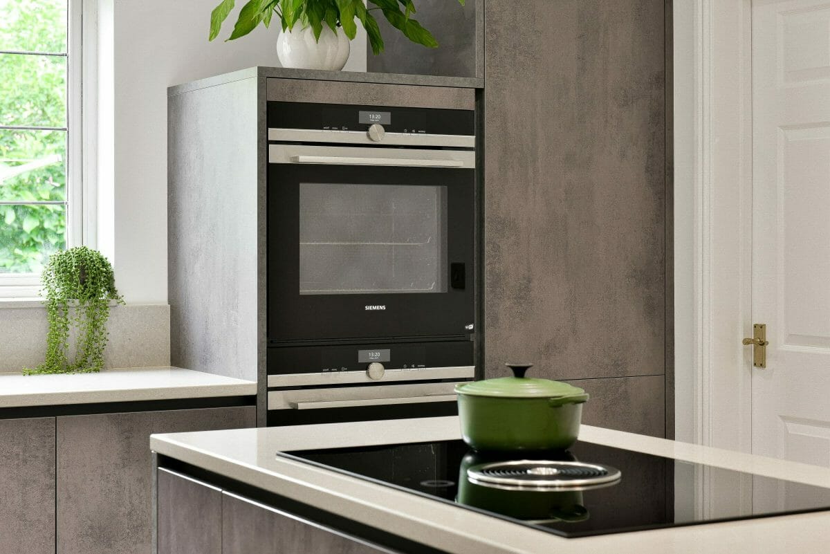 Handleless Concrete Effect Kitchen | Ashley Jay Kitchens