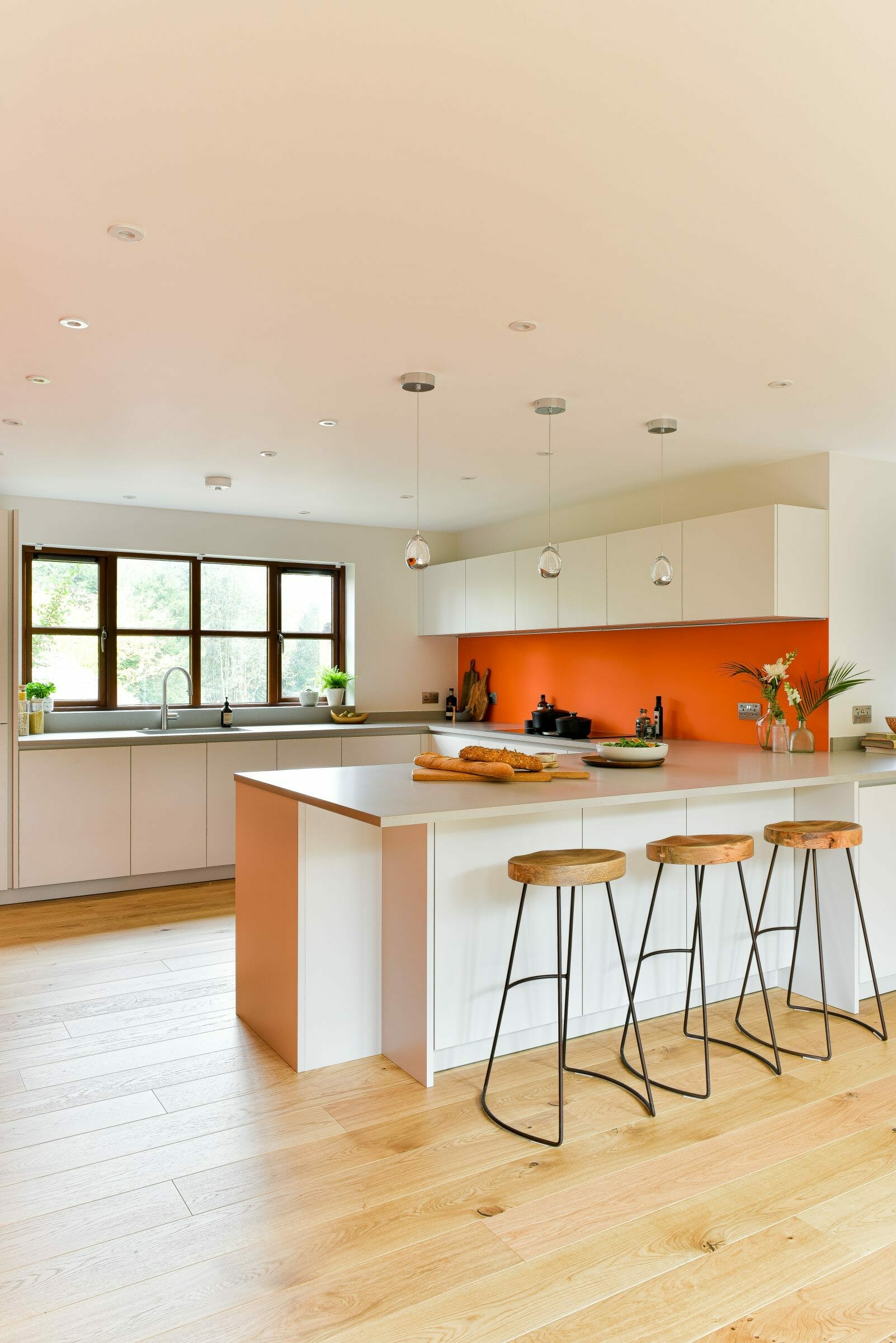 Fresh Orange, White And Wood Kitchen | Ashley Jay Kitchens