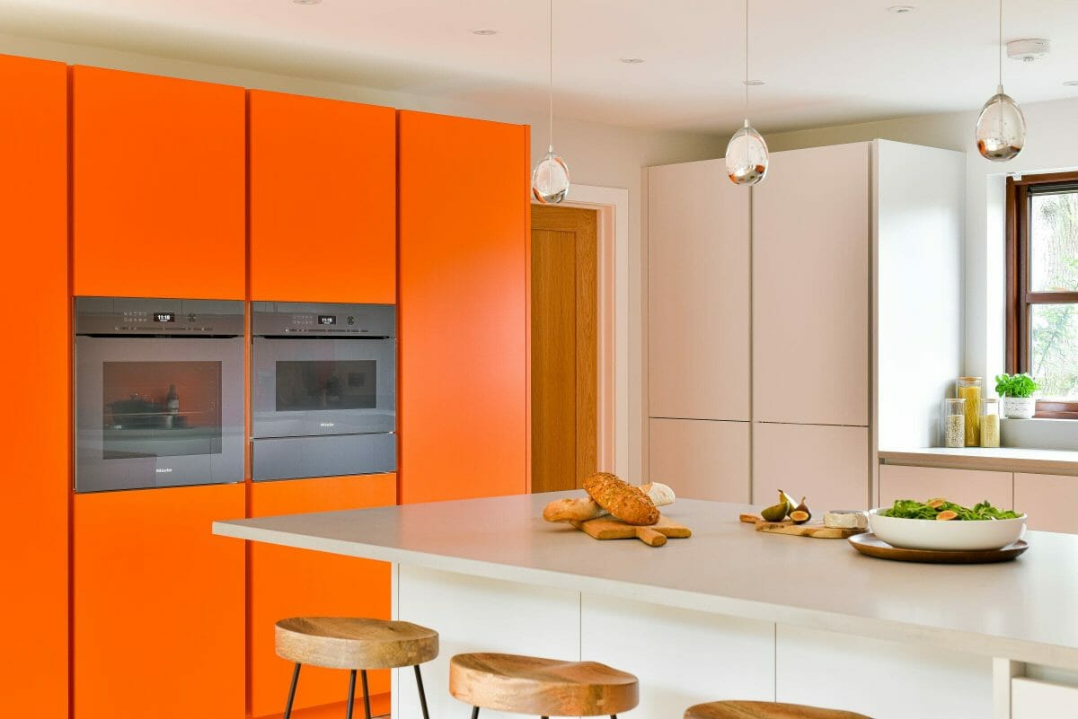 Fresh Orange, White And Wood Kitchen | Ashley Jay Kitchens