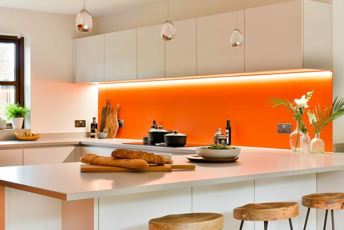 Fresh Orange, White And Wood Kitchen | Ashley Jay Kitchens