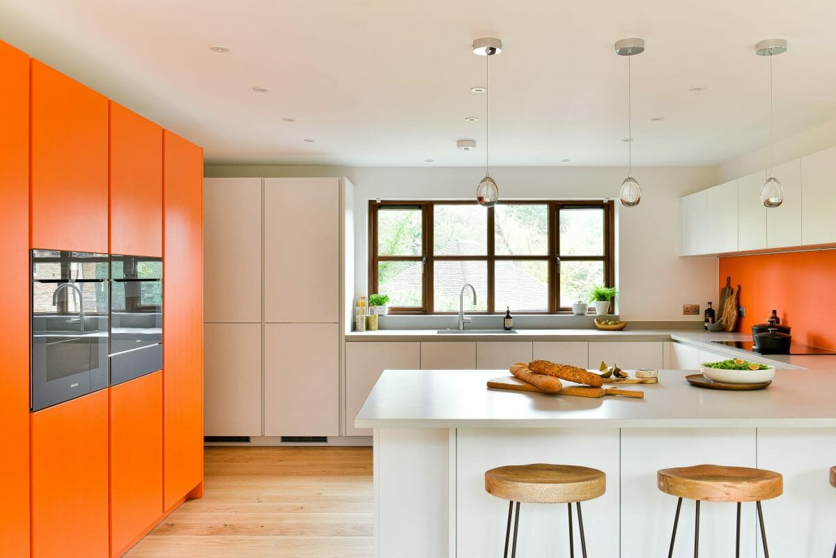 Fresh Orange, White And Wood Kitchen | Ashley Jay Kitchens