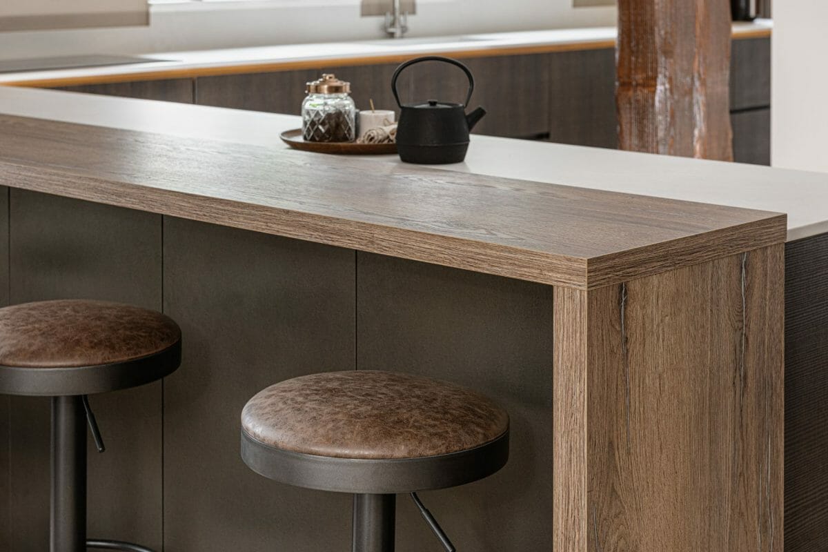 Modern Rustic Kitchen In Wood, White And Gold | Ashley Jay Kitchens