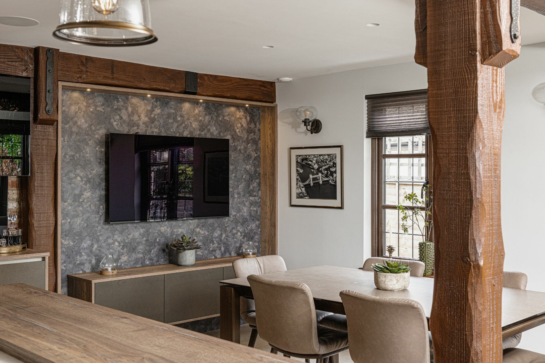 Modern Rustic Kitchen In Wood, White And Gold | Ashley Jay Kitchens
